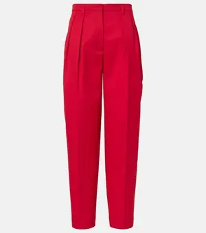 Red Tapered Wool Pants
