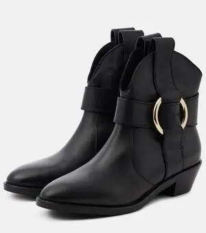 See By Chloé Ring Leather Ankle Boots - Black