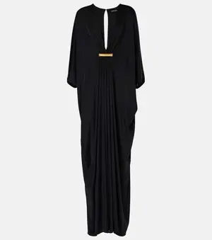 TOM FORD Gathered Satin Jersey Kaftan - Black