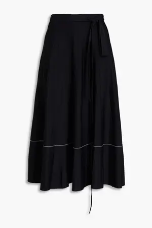 Another Tomorrow Pleated Knit Midi Skirt