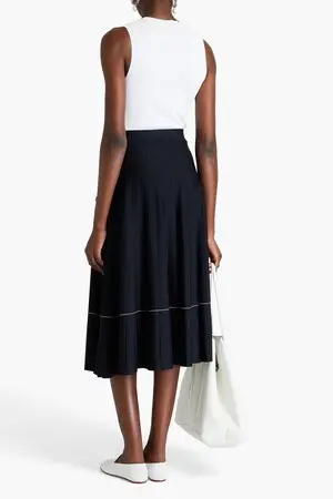 Another Tomorrow Pleated Knit Midi Skirt