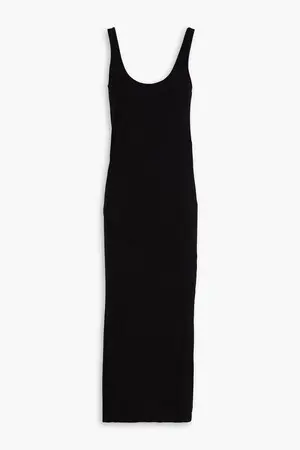 Another Tomorrow Stretch Cotton And Lyocell-blend Jersey Midi Dress - Black