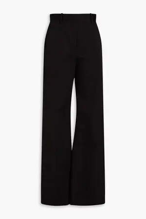 Another Tomorrow Stretch Cotton-twill Wide-leg Pants - Black