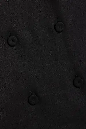 Another Tomorrow Double-breasted Linen Shirt - Black