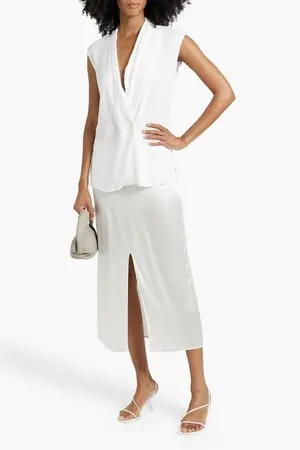 Another Tomorrow Draped Crepe Top - White