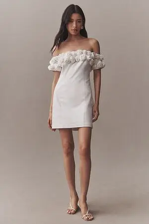 open lace back dress Off Shoulder Rosette Sleeve Dress – New York & Company main image 0