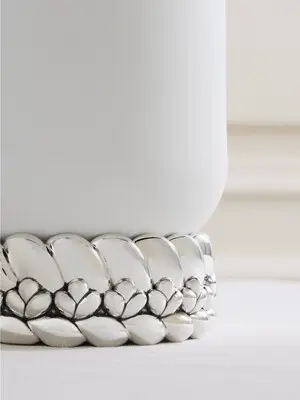Christofle Babylone Large -plated Embellished Porcelain Vase