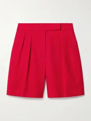Max Mara Jessica Pleated Wool Shorts - Red