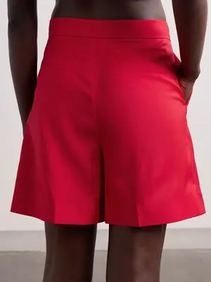 Max Mara Jessica Pleated Wool Shorts - Red