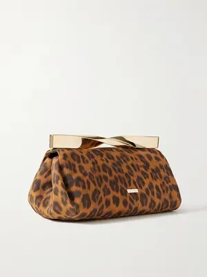 AQUAZZURA Twist Leopard-print Suede Clutch