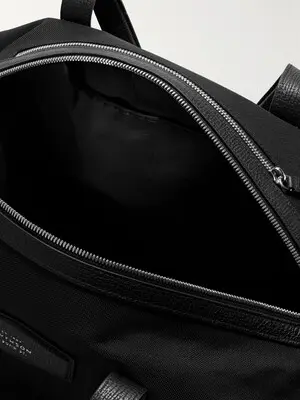 Smythson Norton Textured-leather Trimmed Canvas Weekend Bag