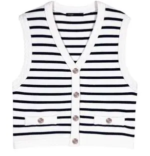Maje Sleeveless Striped Cardigan - Blue