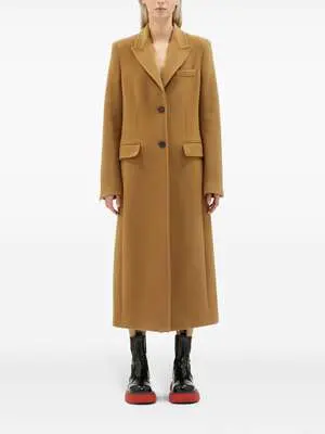 MSGM Notched-lapel Button-fastening Mid-length Coat - Brown