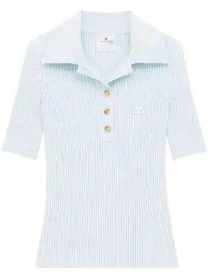 COURREGES Signature Ribbed Polo Top - Blue