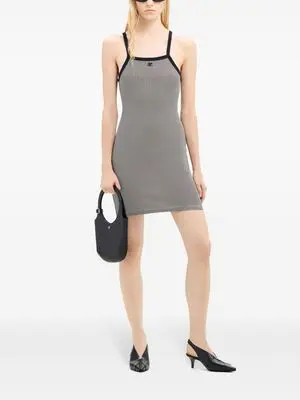 COURREGES Contrast-trim Houndstooth Mini Dress - Black