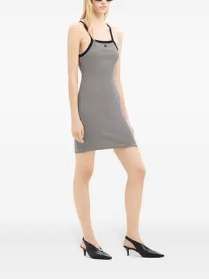 COURREGES Contrast-trim Houndstooth Mini Dress - Black