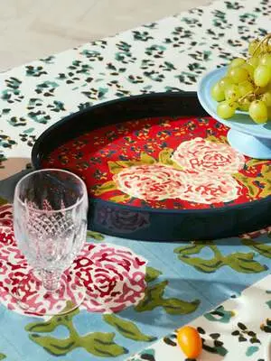 LISA CORTI Leopard Flower Wood Tray