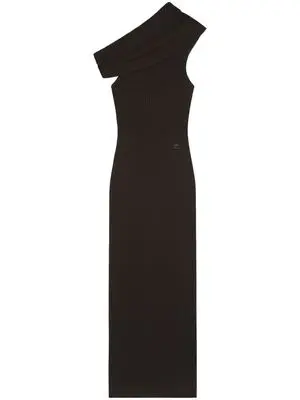 COURREGES Asymmetric Ribbed-knit Maxi Dress - Brown