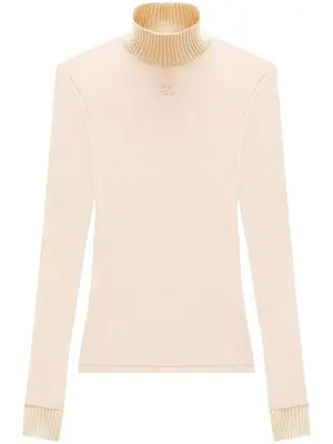 COURREGES Logo High-neck Knitted Top