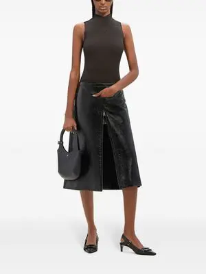 COURREGES Contrast Frame Ribbed Tank Top - Brown