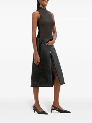 COURREGES Contrast Frame Ribbed Tank Top - Brown