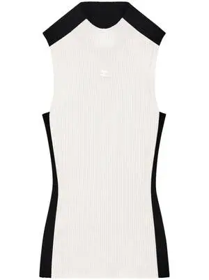 COURREGES Contrast Frame Ribbed Tank Top - Black