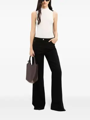 COURREGES Contrast Frame Ribbed Tank Top - Black