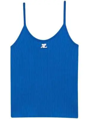 COURREGES Ribbed-knit Tank Top - Blue
