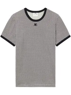 COURREGES Houndstooth-pattern Cotton T-shirt - Black