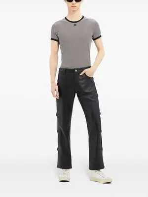 COURREGES Houndstooth-pattern Cotton T-shirt - Black