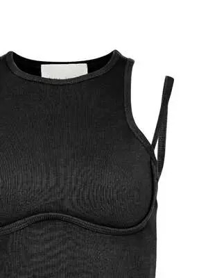FLEUR DU MAL Strappy Ribbed Tank Top - Black