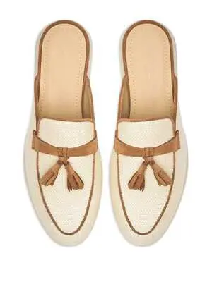 SCAROSSO Lucrezia Raffia Mules - Neutrals