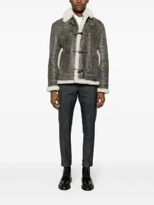 Thom Browne Shearling-trim Leather Jacket
