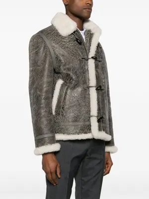 Thom Browne Shearling-trim Leather Jacket
