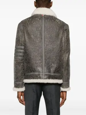 Thom Browne Shearling-trim Leather Jacket