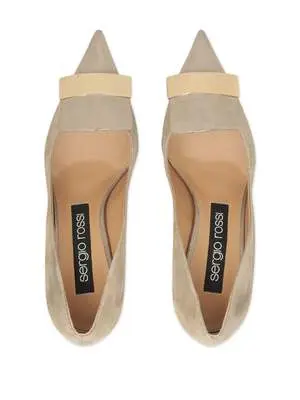 SERGIO ROSSI 45mm Laminated Leather Pumps - Metallic