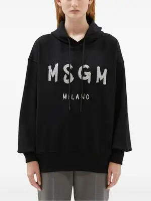 MSGM Logo-print Cotton Hoodie