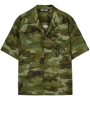 Palm Angels Camouflage-print Cotton Shirt - Green