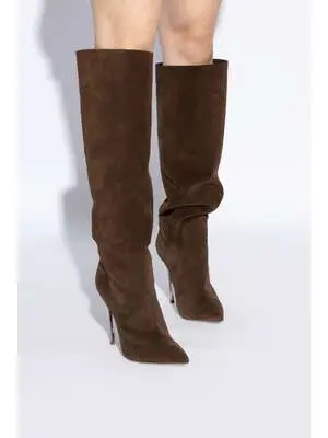 Casadei 100mm Blade Suede Boots - Brown