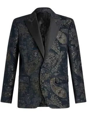 Etro Peak-lapel Jacquard Blazer - Blue