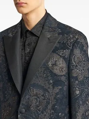 Etro Peak-lapel Jacquard Blazer - Blue