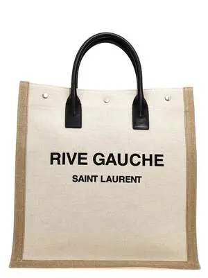 Saint Laurent Rive Gauche North/south Shopping Bag - White/black