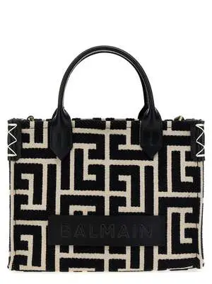 Balmain B-army Small Shopping Bag - White/black