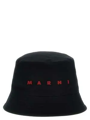 Marni Logo Embroidered Bucket Hat - Black