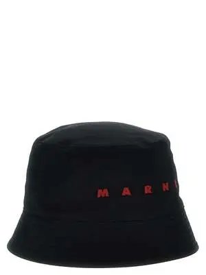 Marni Logo Embroidered Bucket Hat - Black