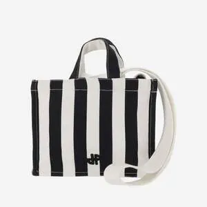 PATOU Small Striped Cotton Canvas Tote Bag - Red