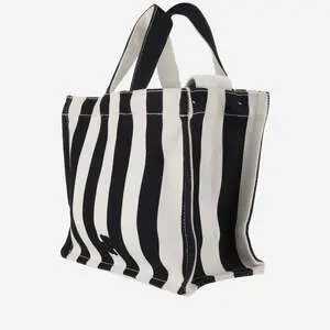 PATOU Small Striped Cotton Canvas Tote Bag - Red