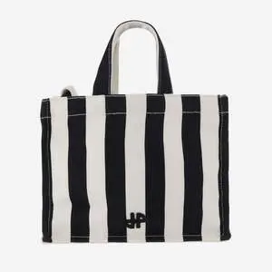 PATOU Small Striped Cotton Canvas Tote Bag - Red