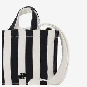 PATOU Small Striped Cotton Canvas Tote Bag - Red