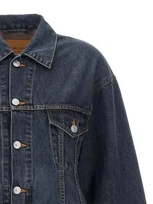 Balenciaga Hourglass Denim Jacket - Blue